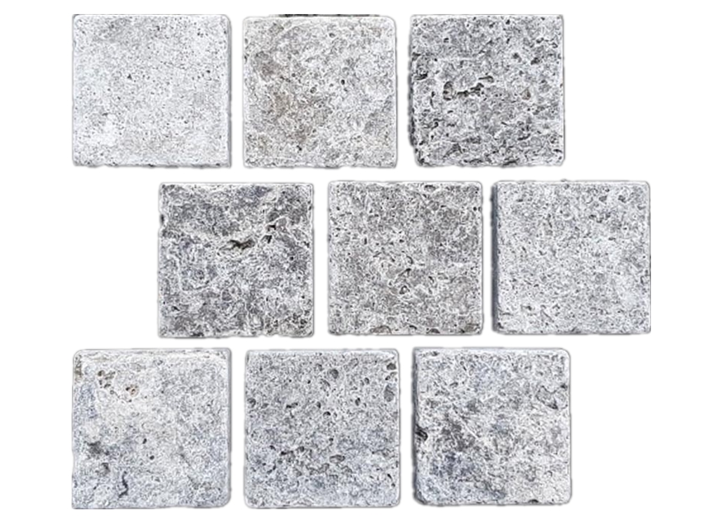 Silver travertine cobblestone pavers - Garden path Driveway paver
