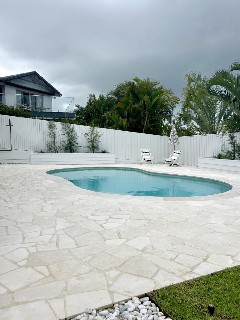 Flagstone white limestone crazy paving - Hotham pool tile / Paver